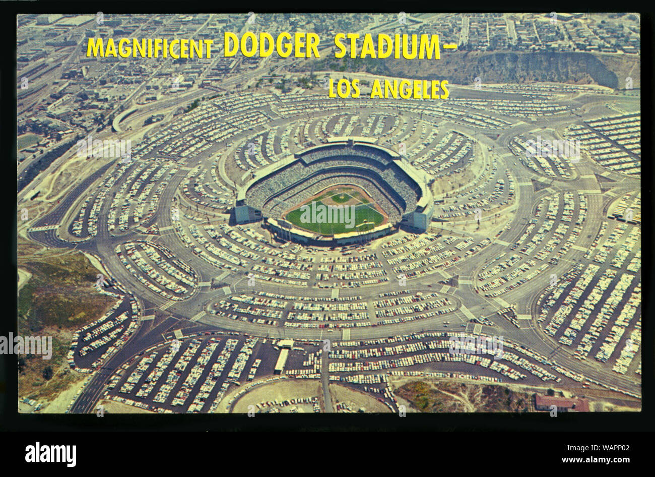 Vintage 1960s postcard showing Dodger Stadium in Los Angeles, CA Stock ...