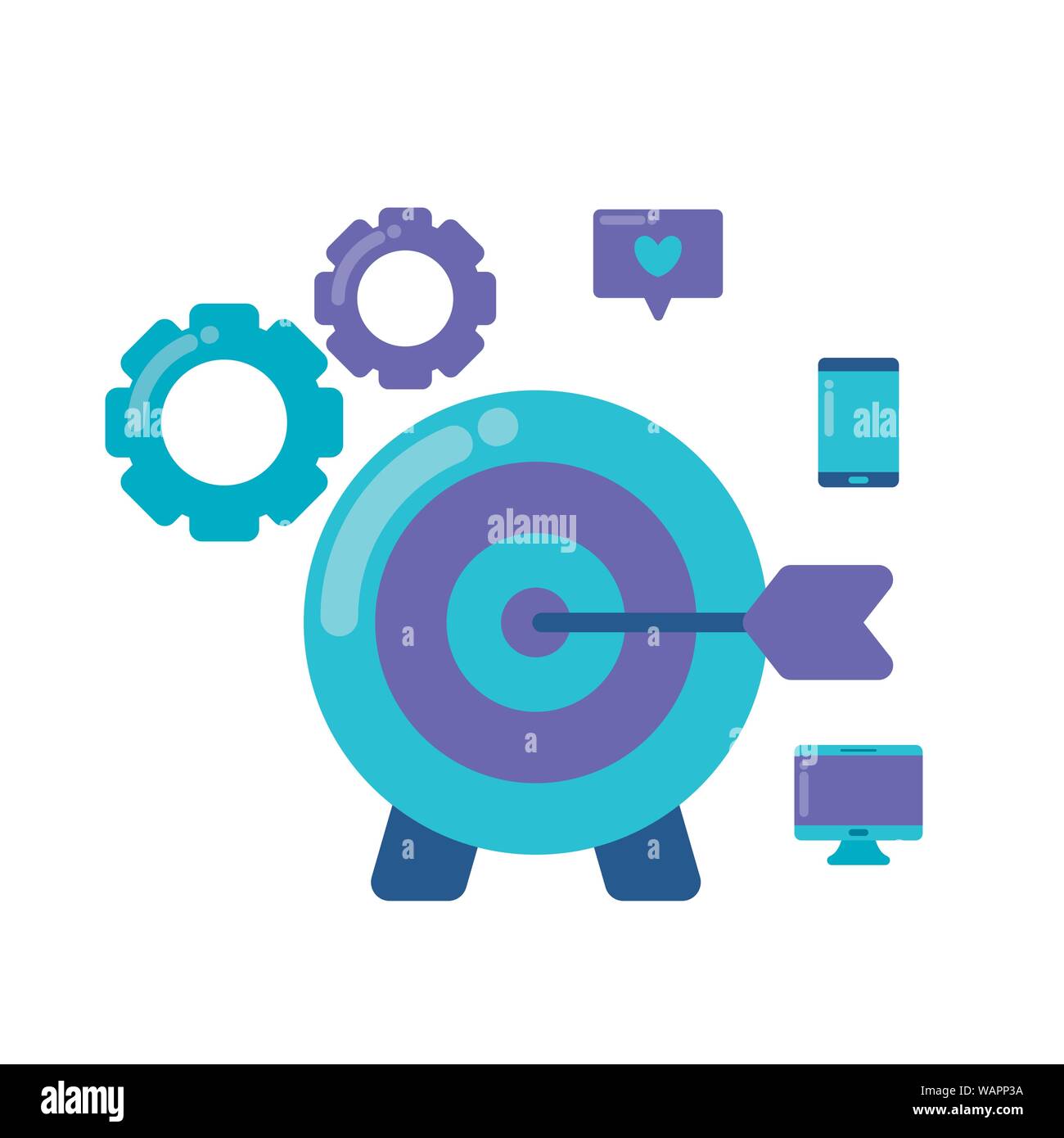 social media marketing with target vector illustration design Stock ...