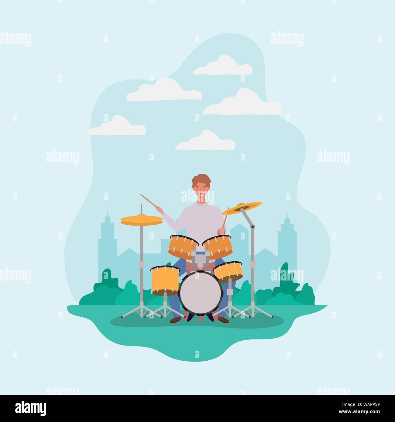 man playing battery drums character Stock Vector Image & Art - Alamy