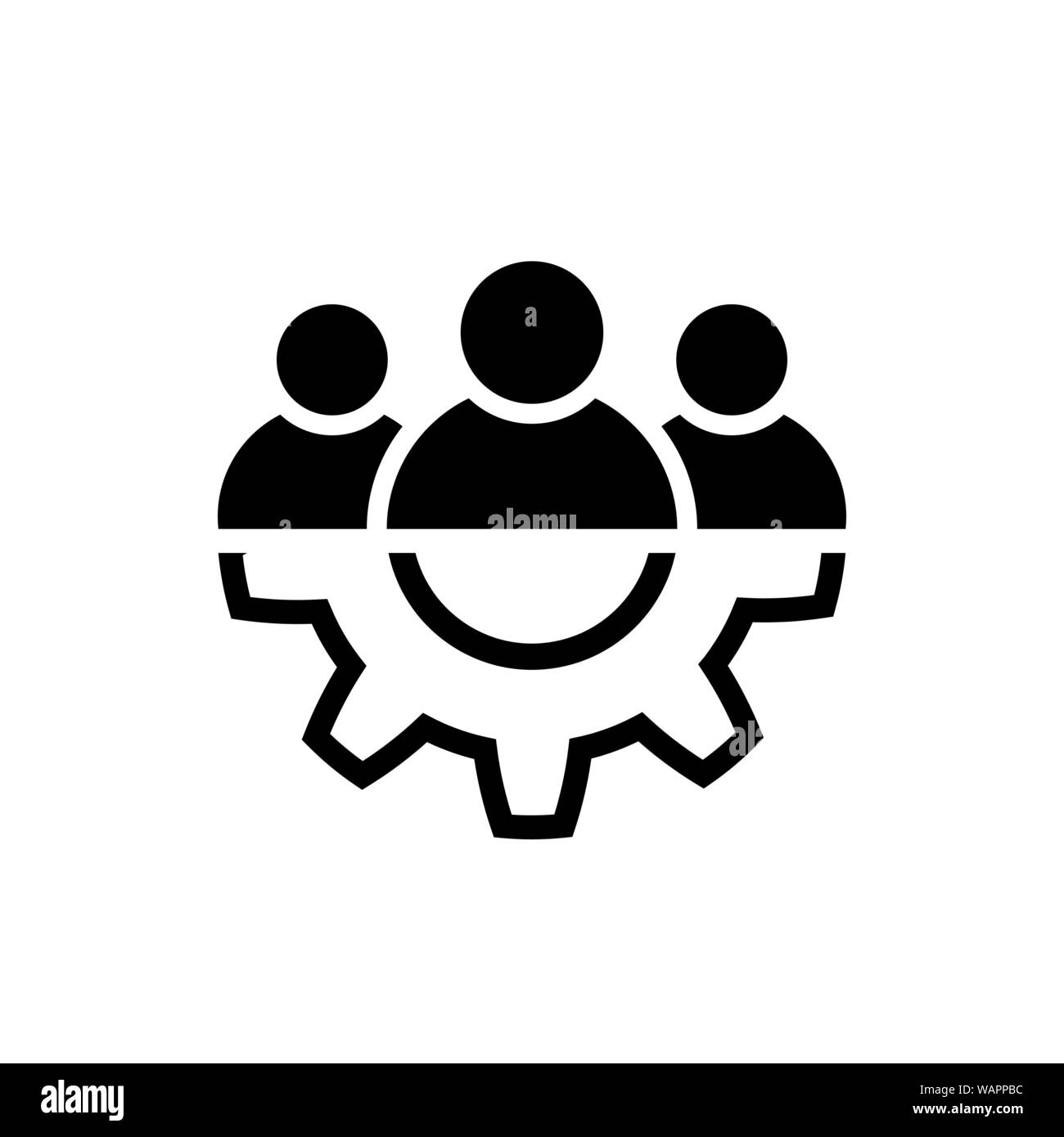 Leadership line icon in flat style. Team and gear symbol isolated on white. Teamwork concept ...