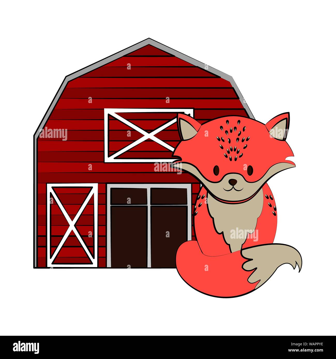 Fox and farm barn cartoon Stock Vector Image & Art - Alamy