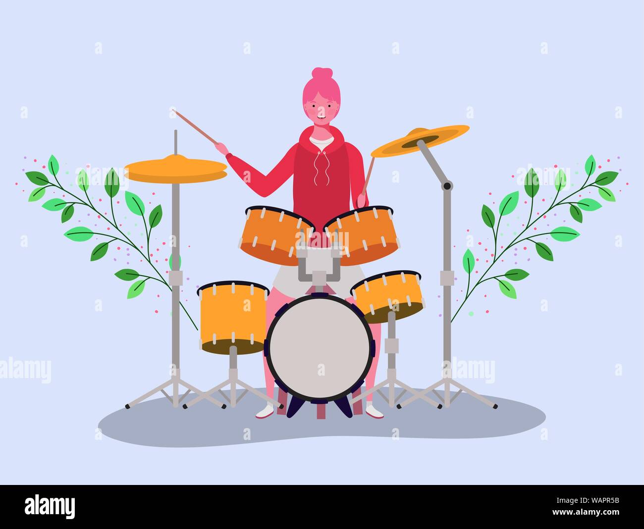 woman playing battery drums character Stock Vector Image & Art - Alamy