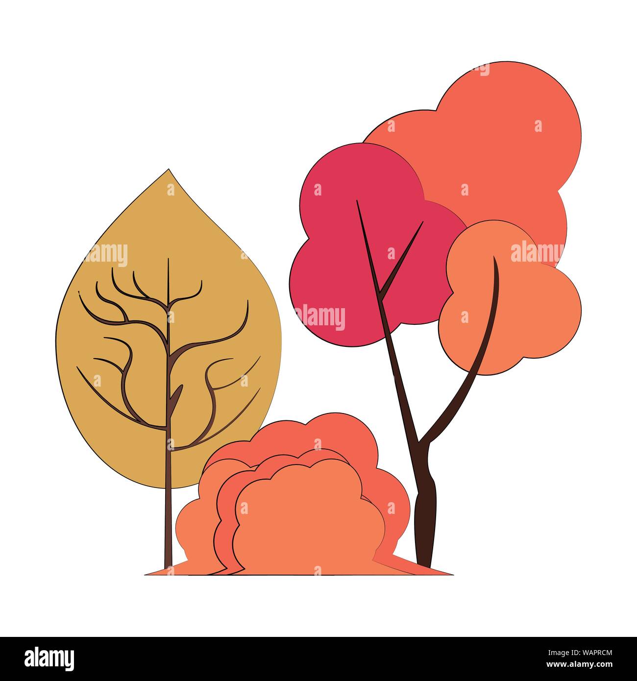Autumn season trees and leaves nature cartoon Stock Vector Image & Art ...