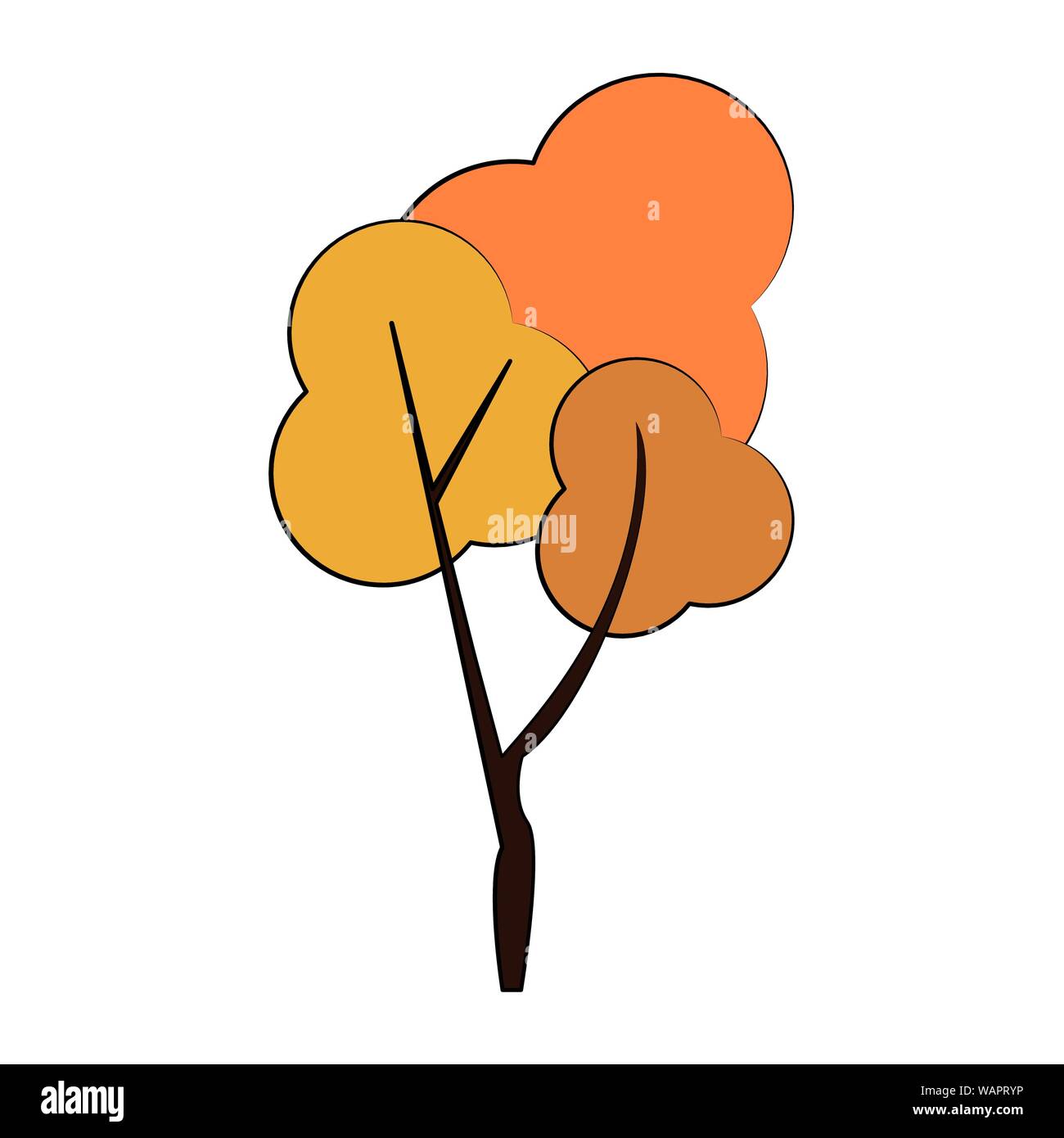 Autumn season tree nature cartoon isolated Stock Vector Image & Art - Alamy