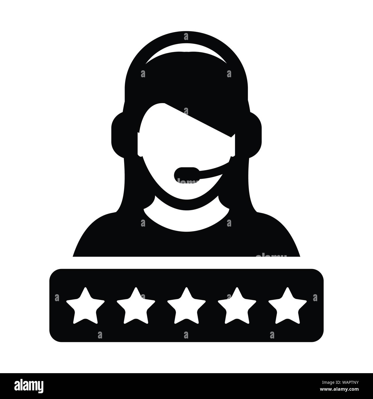5 Star rating icon vector female support customer care service person ...