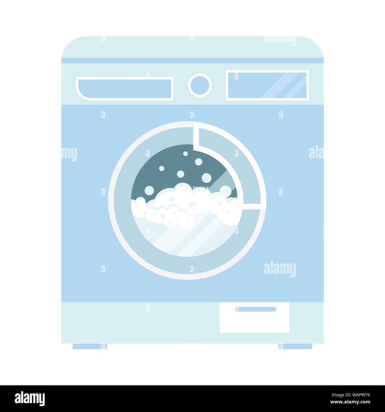 Vector clothes washer machine with foam and bubbles illustration ...