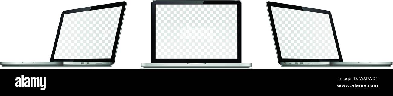 Laptop with transparent screen isolated on white background ...