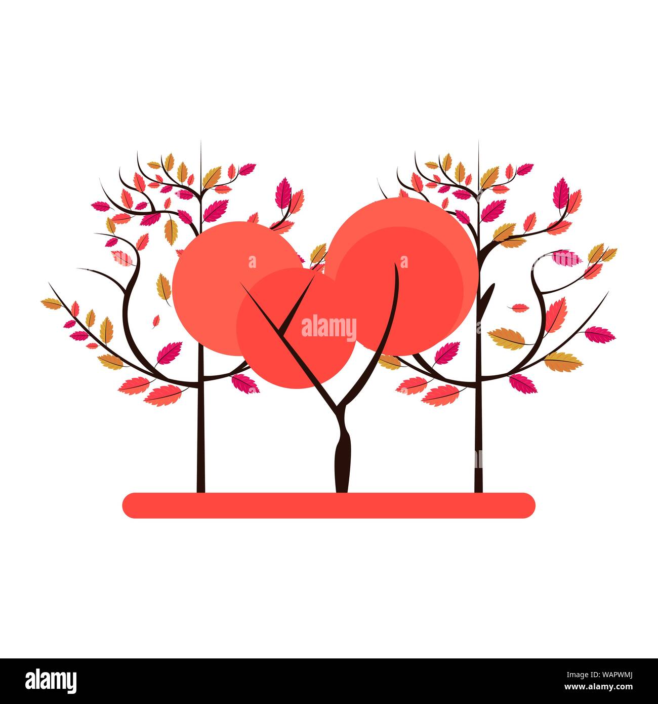 Autumn season trees and leaves nature cartoon Stock Vector Image & Art ...