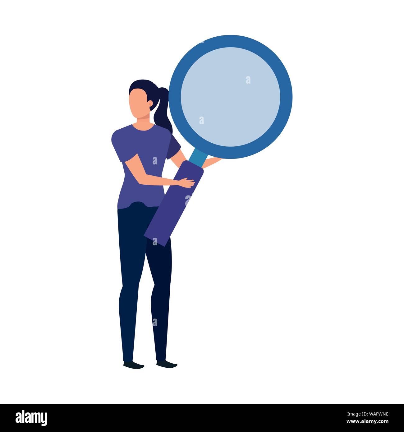 young woman with magnifying glass character Stock Vector Image & Art ...