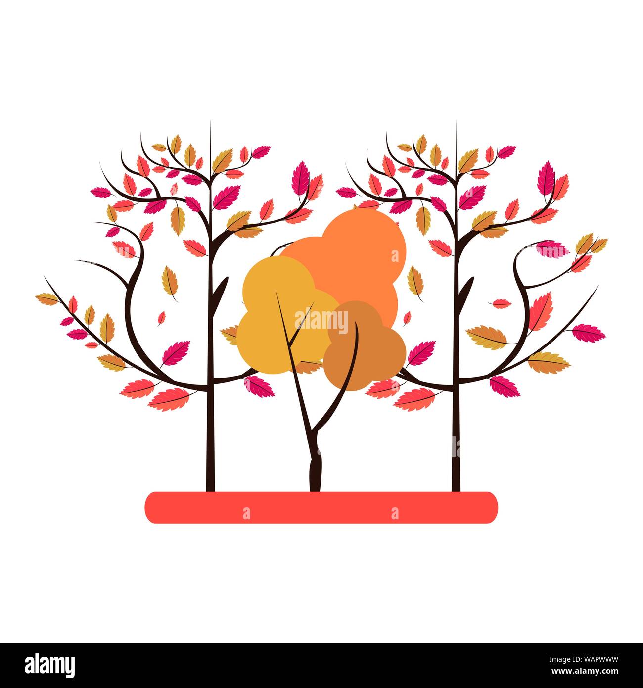 Autumn season trees and leaves nature cartoon Stock Vector Image & Art ...