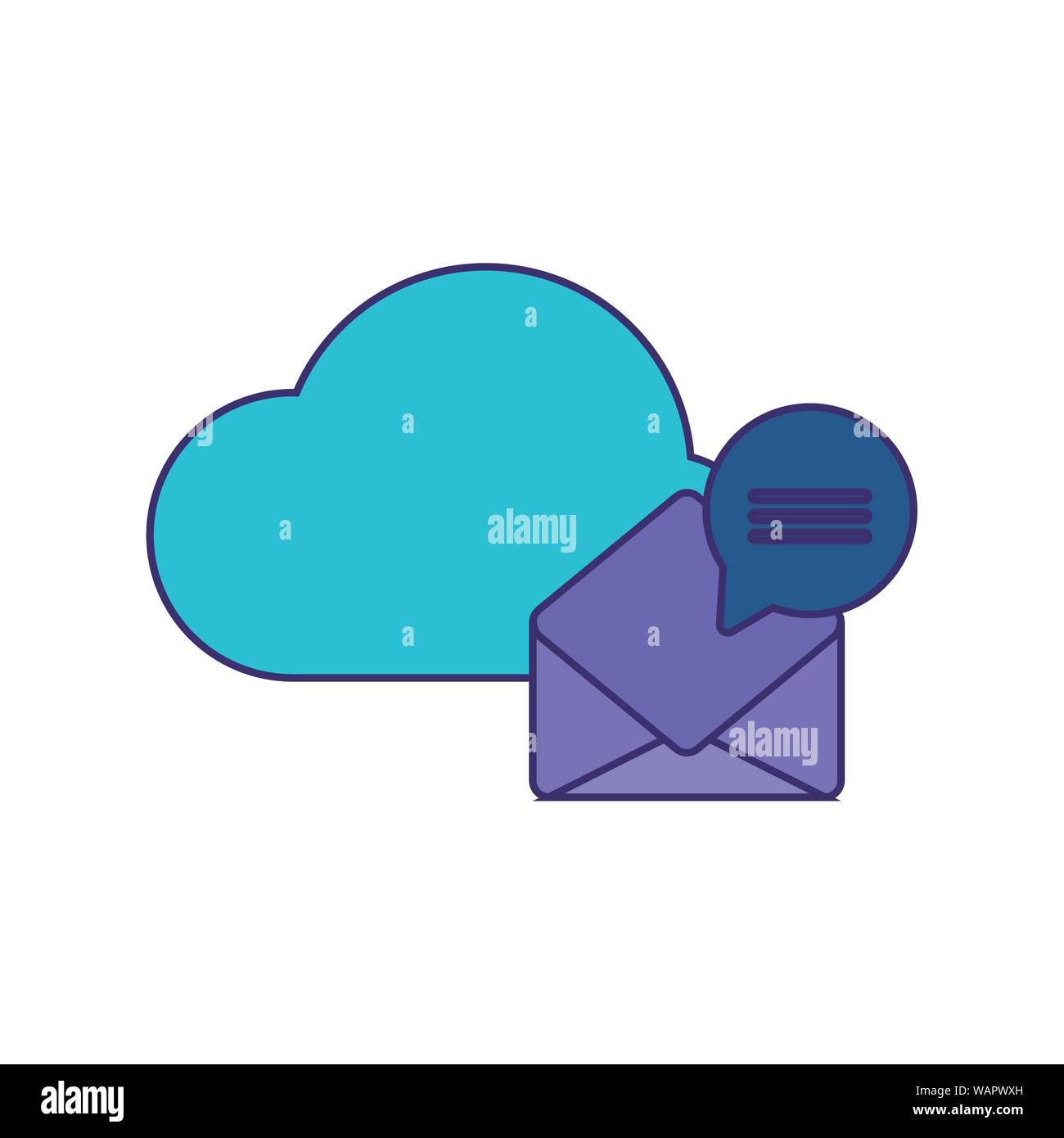 envelope with cloud computing and speech bubble vector illustration ...