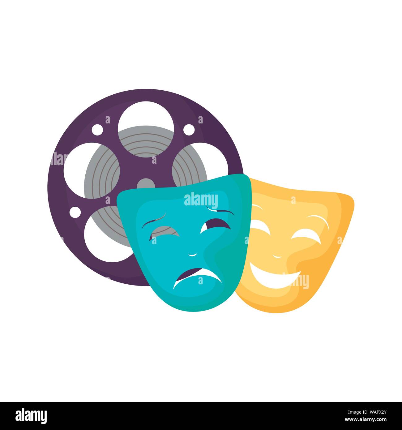 cinema reel tape with theater masks vector illustration design Stock ...