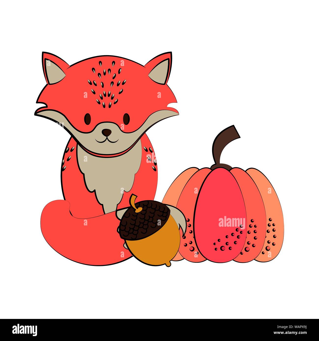 Wild animals and elements thanksgiving day and autumn season Stock ...