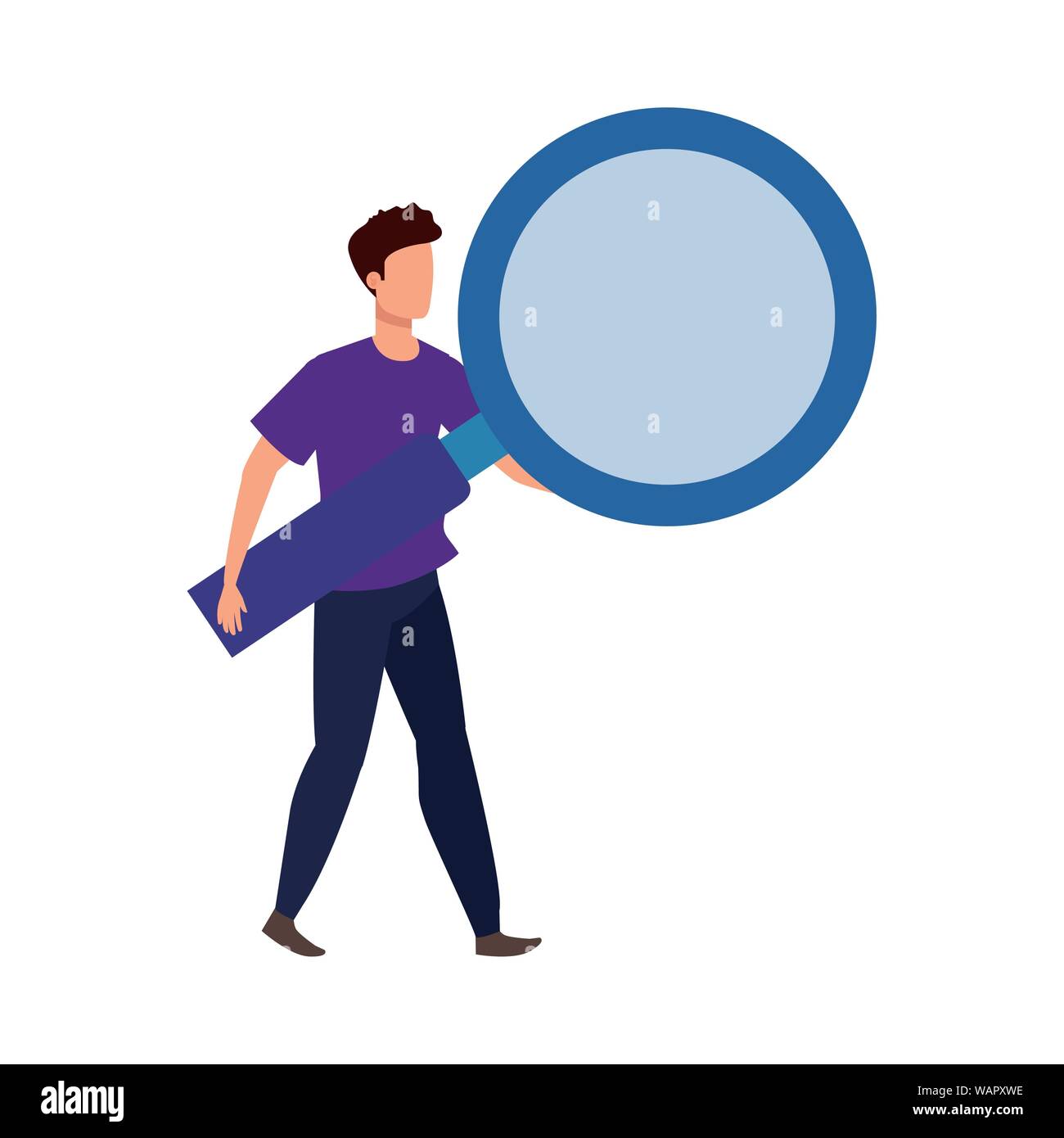 young man with magnifying glass character Stock Vector Image & Art - Alamy
