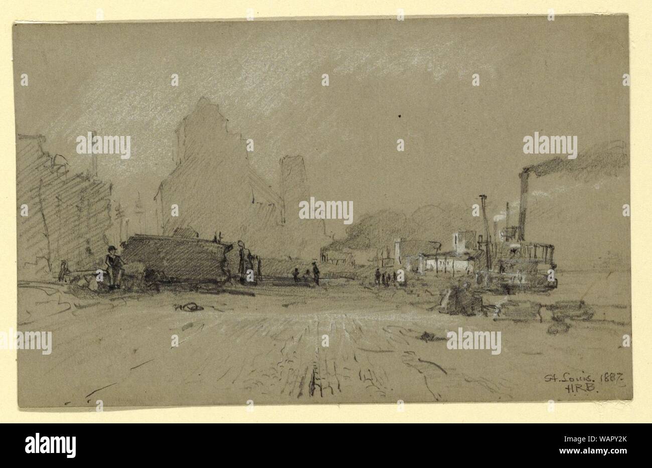 Drawing, At the Mississippi in St. Louis., 1887 Stock Photo - Alamy