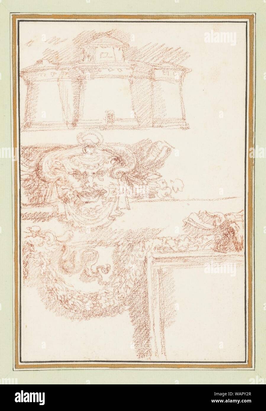 Drawing, Armory, mask and a garland, ca. 1759–70 Stock Photo - Alamy