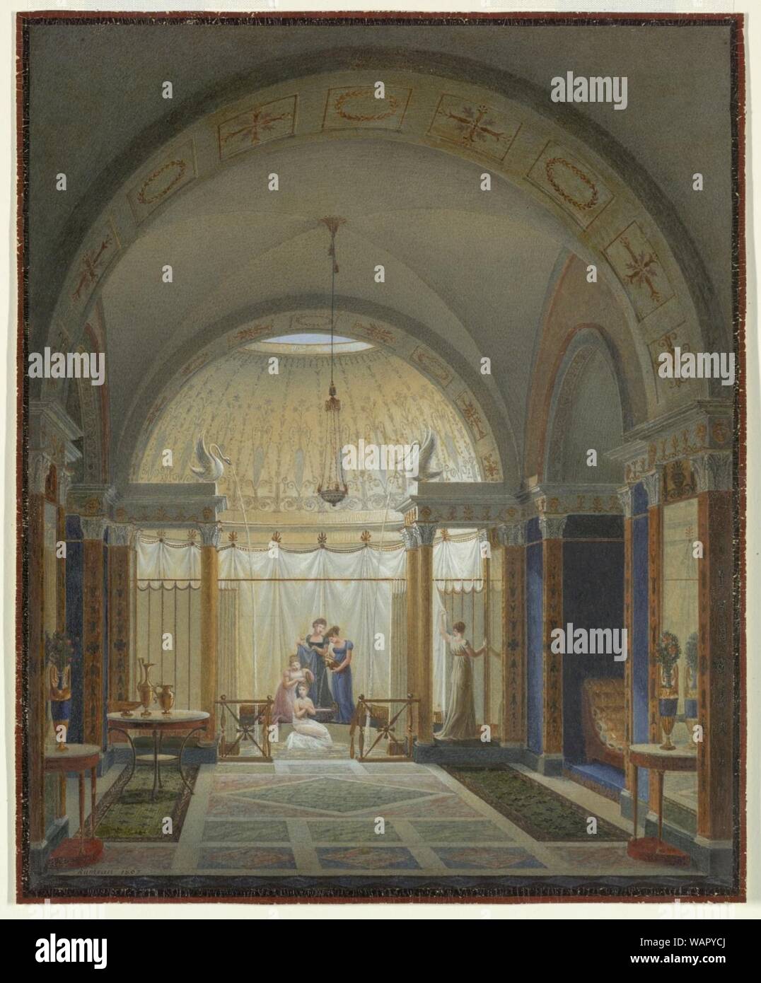 Drawing, Bathroom and Boudoir Interior, 1807 Stock Photo - Alamy