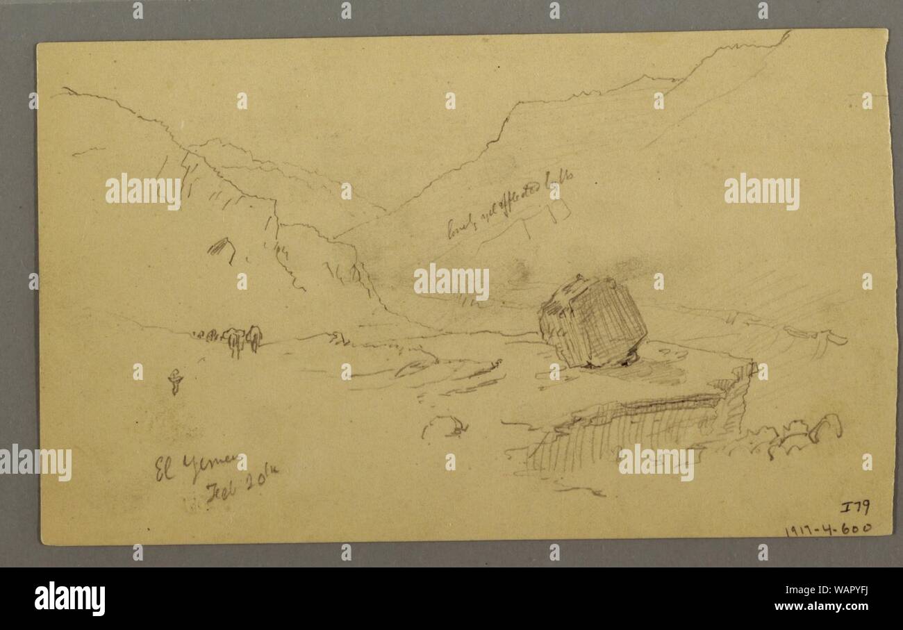 Drawing, Bay with Houses, Mountains Behind, January 1868 Stock Photo ...