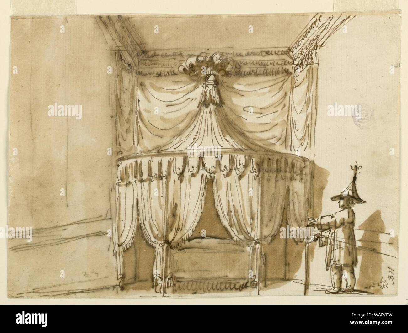 Drawing, Bed Alcove with a Figure, ca. 1790 Stock Photo - Alamy