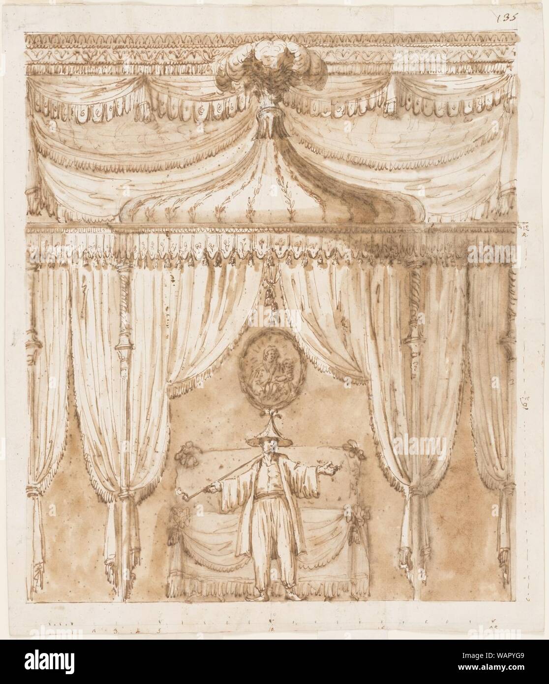 Drawing, Bedroom alcove with a figure, 18th century Stock Photo - Alamy