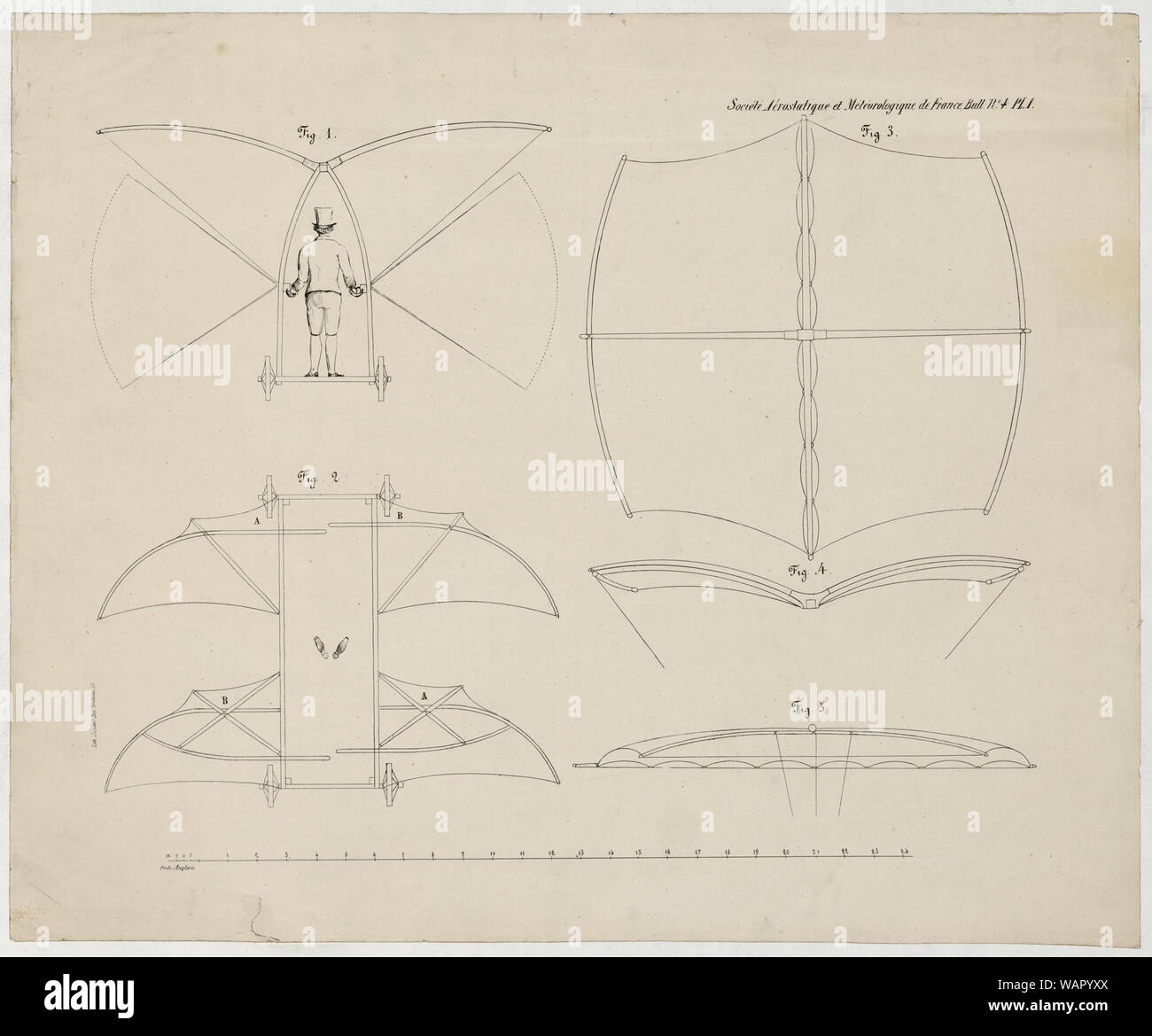 Design drawing for a man-powered flying machine designed by Sir George ...