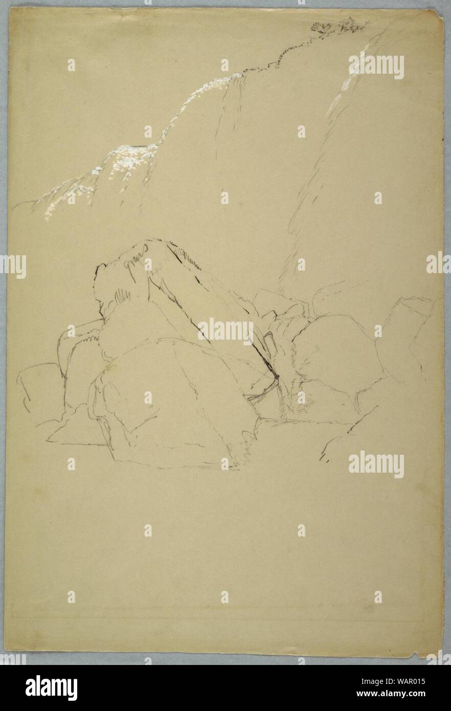 Drawing, Boulders, the Canadian Bank, 1858 Stock Photo - Alamy