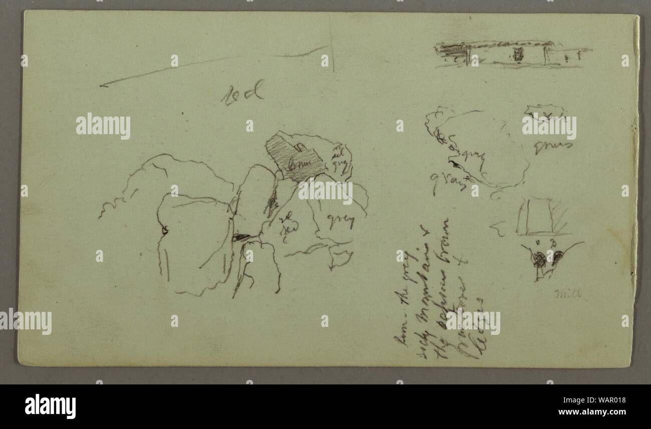 Drawing, Boulders, House, April 1868 Stock Photo - Alamy