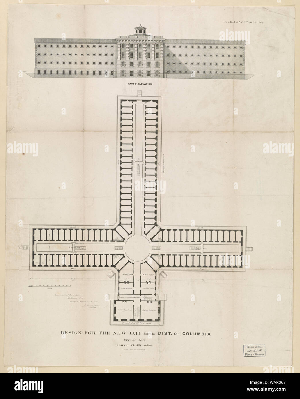Design for the new jail for the Dist. of Columbia. Dec. XV 1856. Edward ...