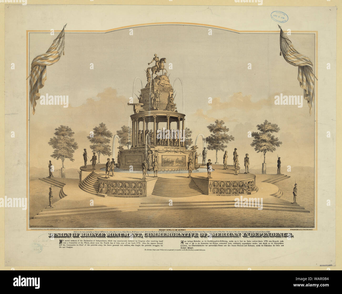 Design of bronze monument, commemorative of American independence Stock ...
