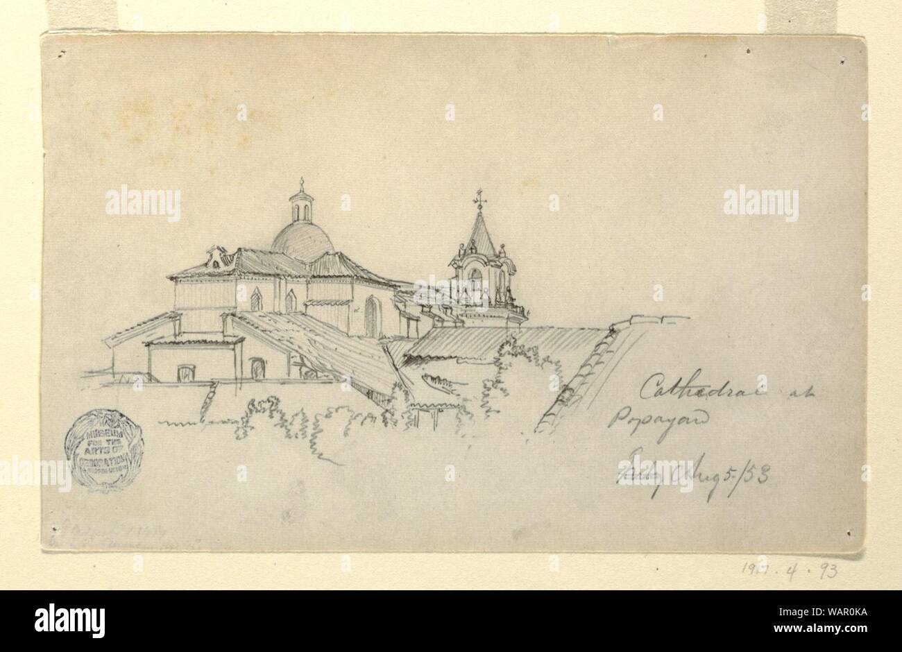 Drawing, Cathedral at Popayan, Columbia, August 5, 1853 Stock Photo - Alamy