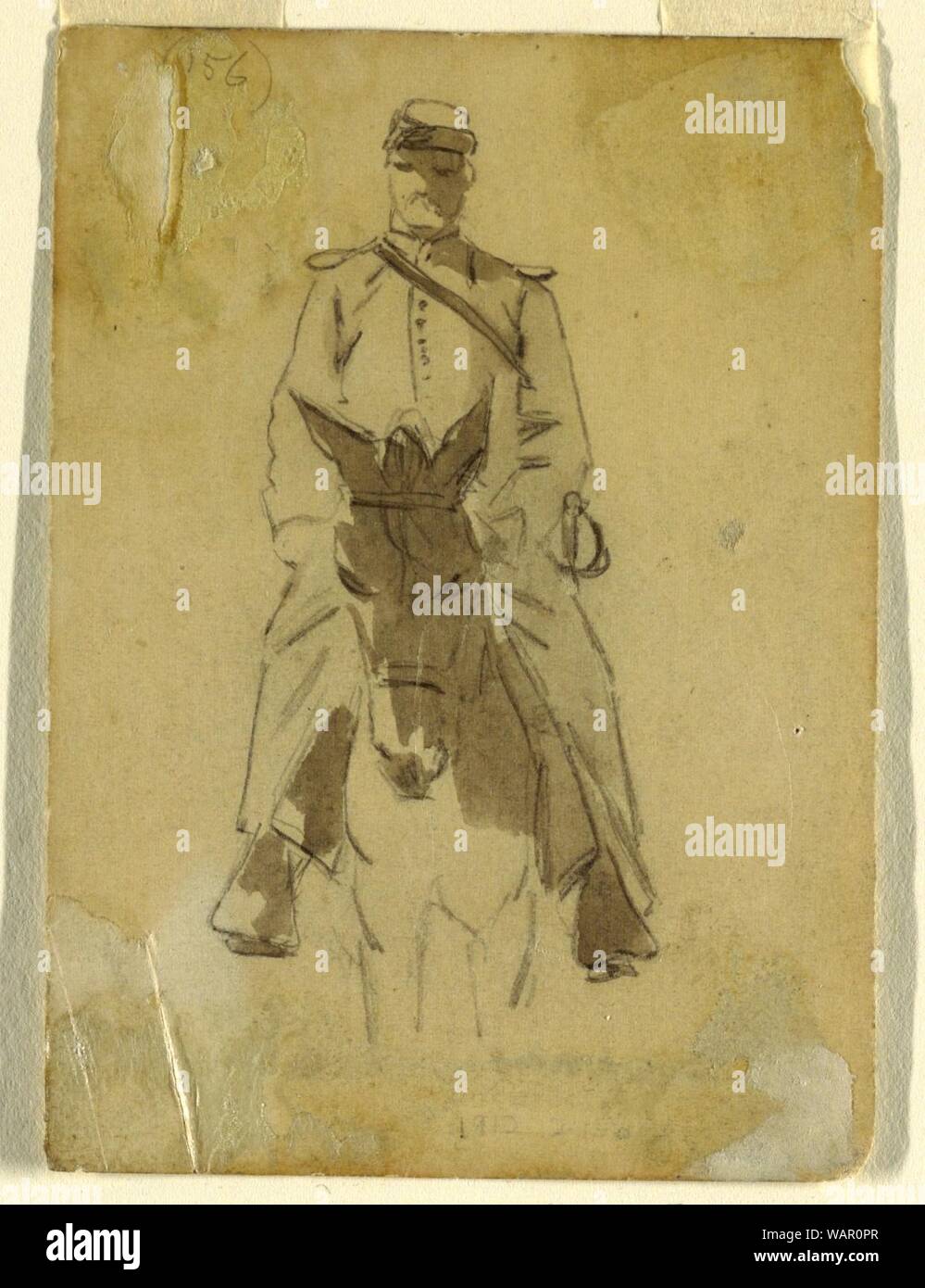 Drawing, Cavalry Officer and the Head of His Horse, 1862 Stock Photo ...