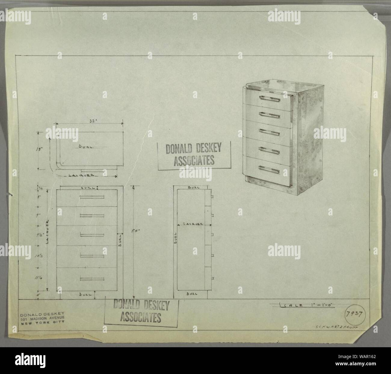 Drawing, Chest of Drawers, 1830s Stock Photo - Alamy