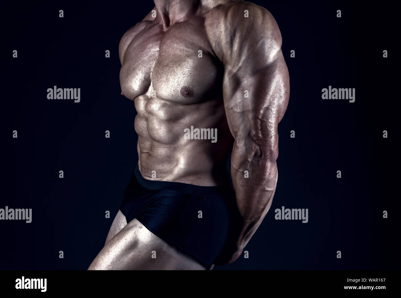 Strong muscles and power. male body. muscular macho man. diet and ...