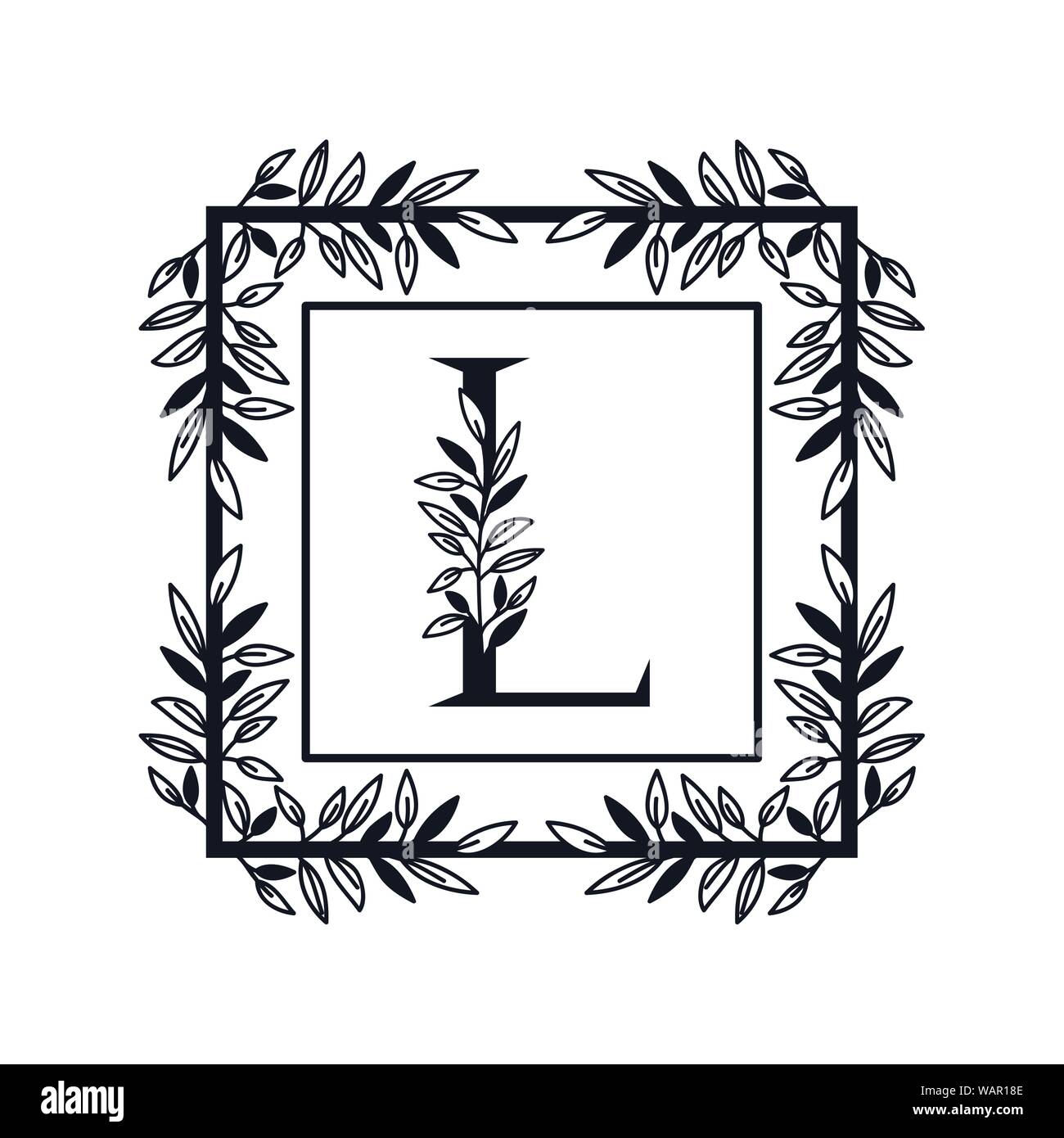 letter L of the alphabet with vintage style frame Stock Vector Image ...