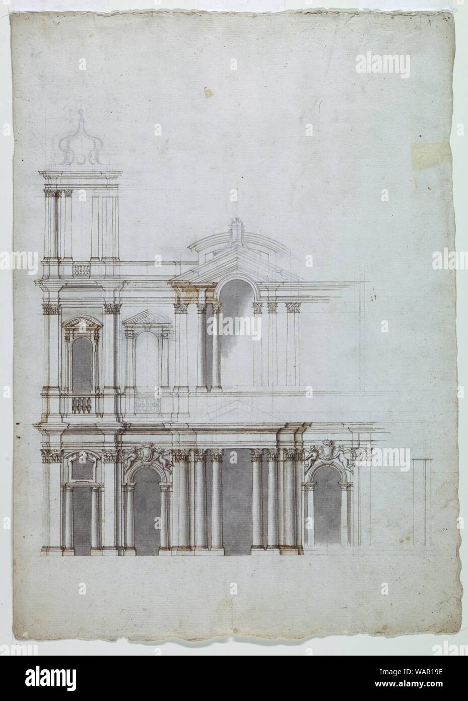 Drawing, Church Facade, 18th century Stock Photo - Alamy