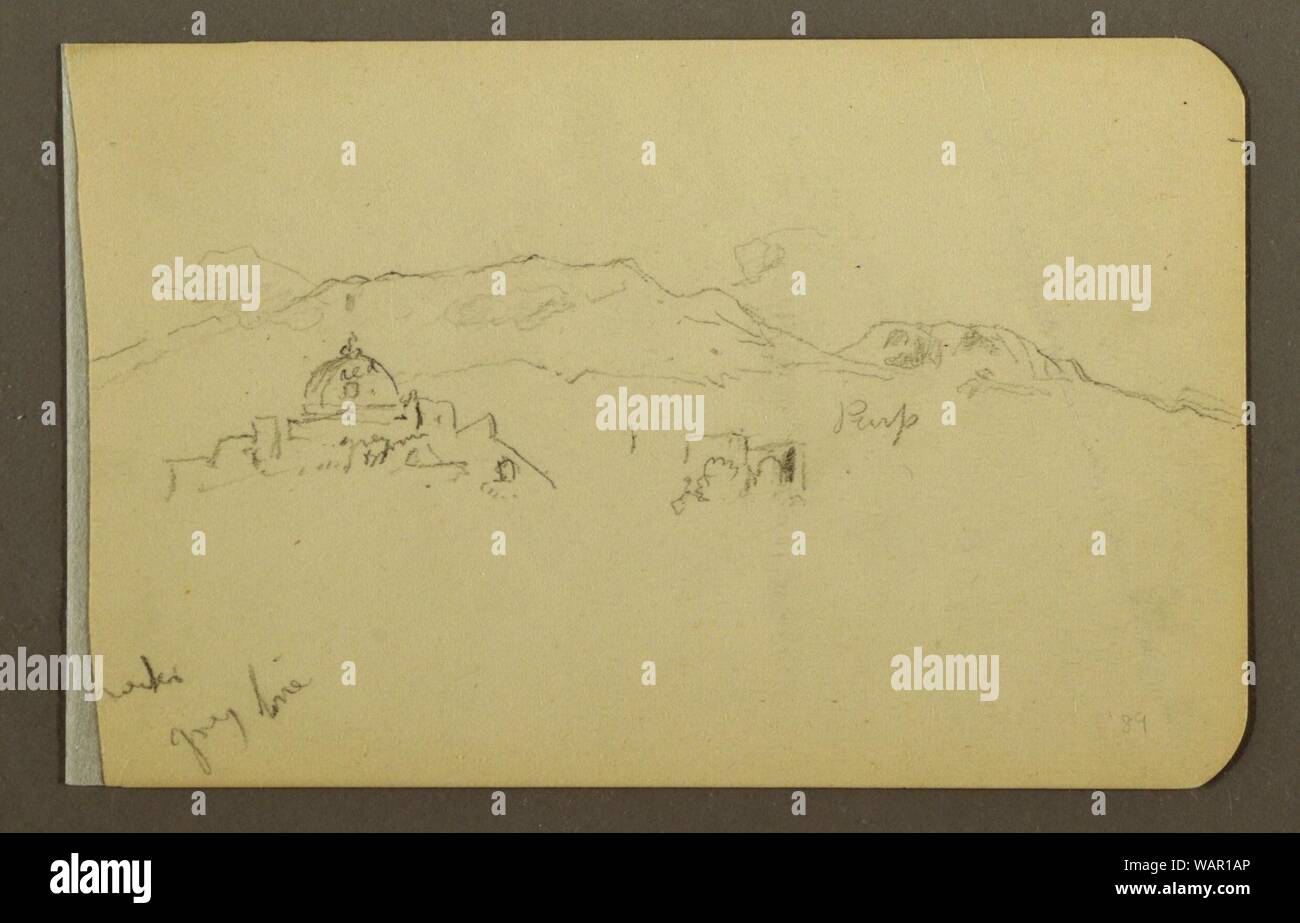 Drawing, Church with dome, buildings, 1889 Stock Photo - Alamy