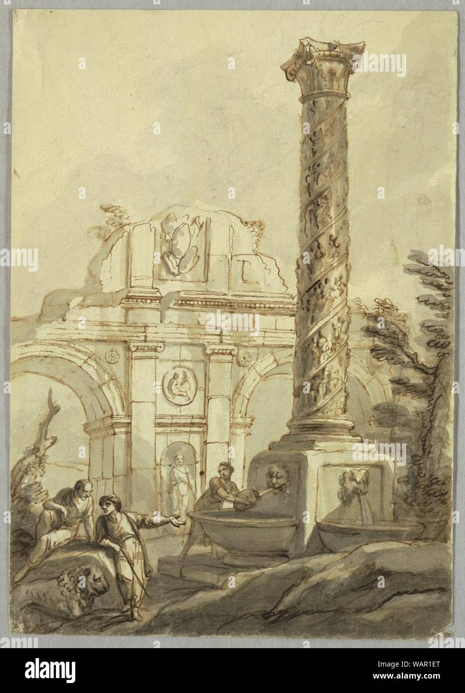 Drawing, Classical Ruins, ca. 1750 Stock Photo - Alamy