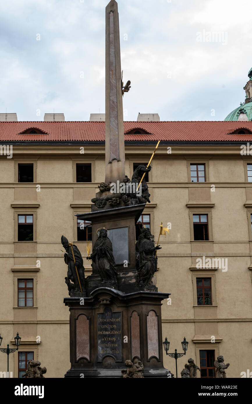 Holy Trinity Column at Lesser Town Square in Prague, Czech Republic ...