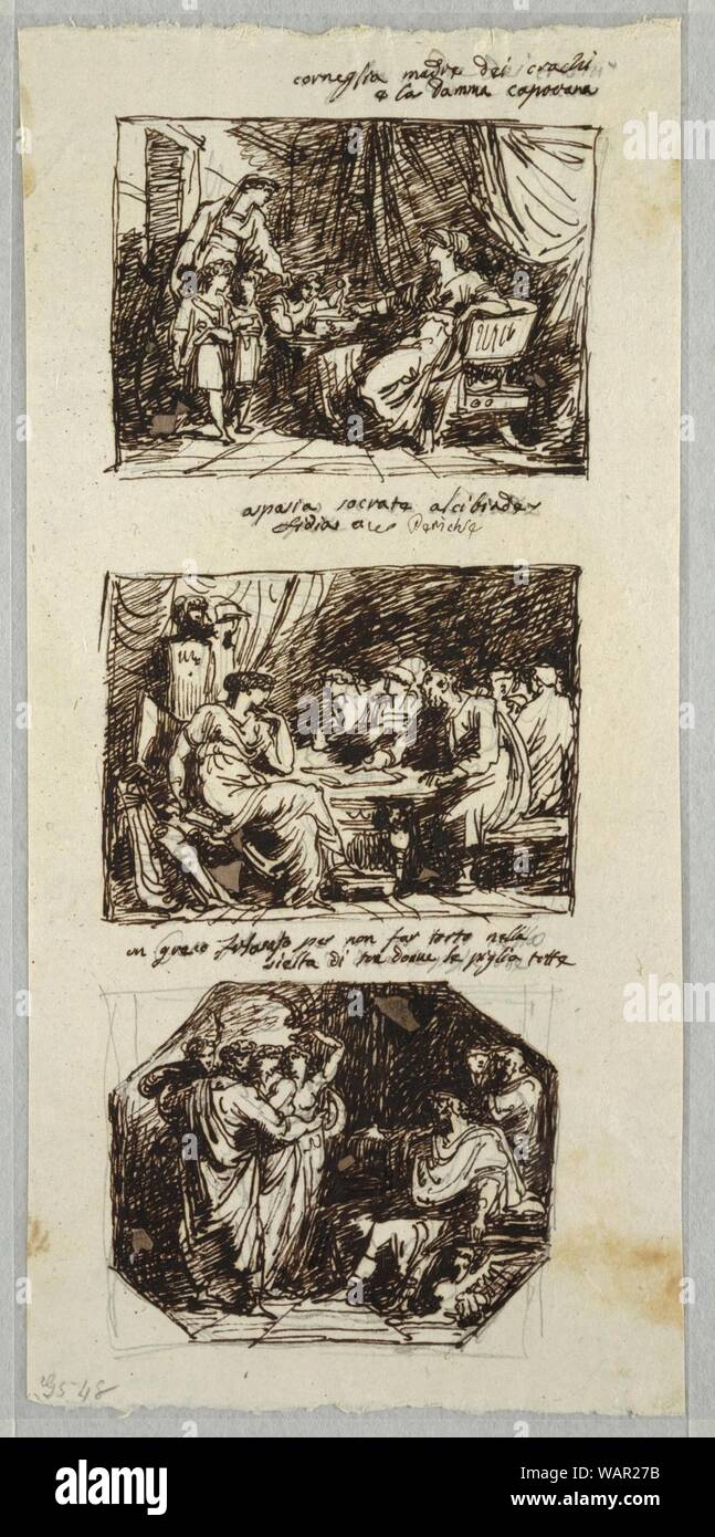 Drawing, Cornelia, Mother of Gracchi; Socrates, Alcibiades and Aspasia ...