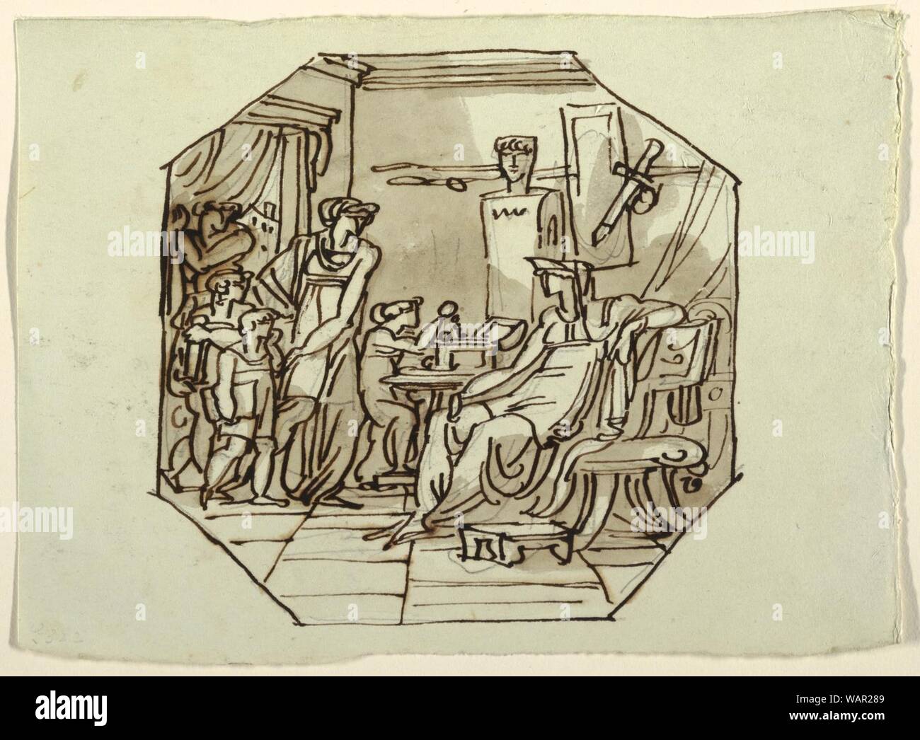 Drawing, Cornelia, Mother of the Gracchi, Palazzo Cavina, Faenza, 1816 ...