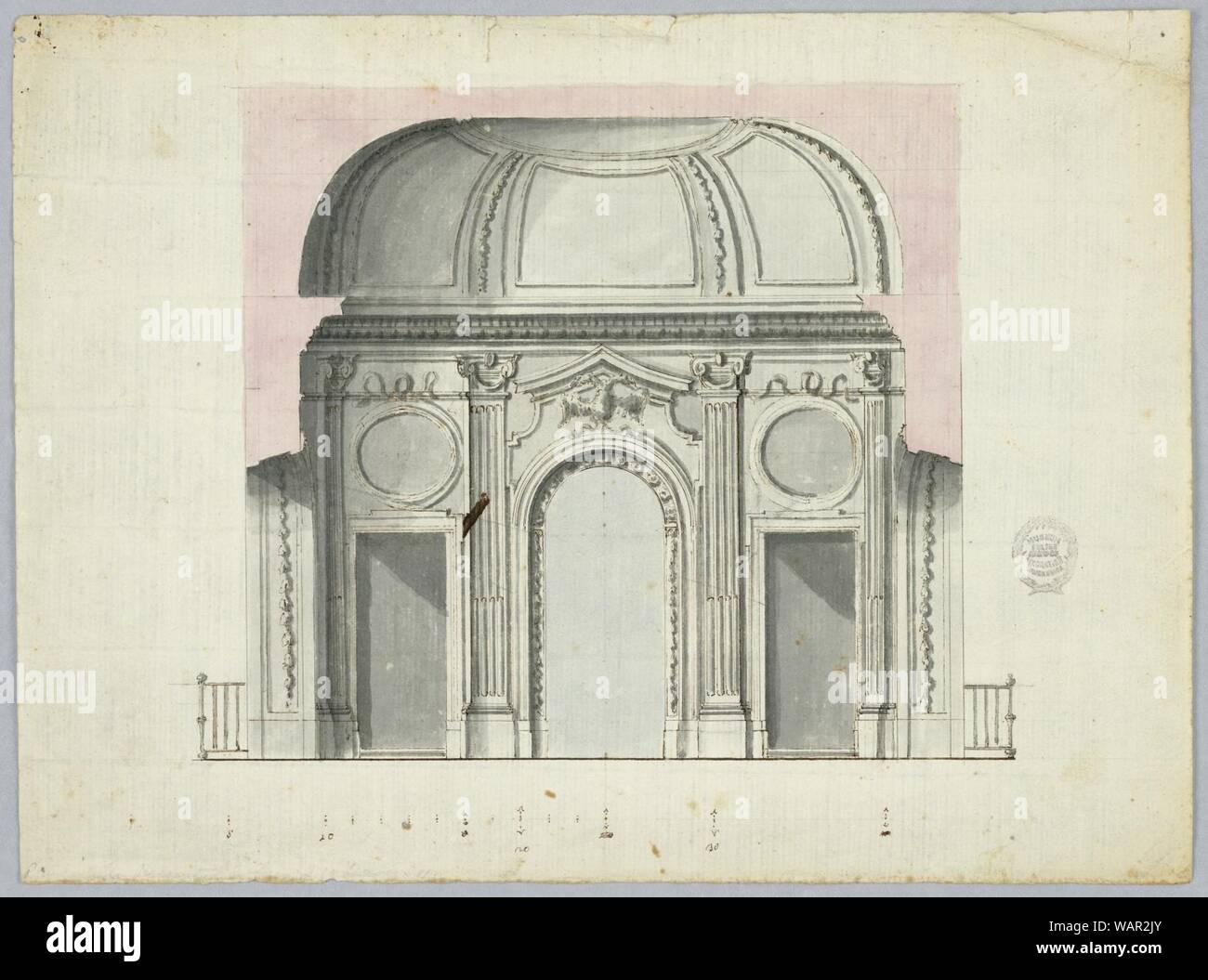Drawing, Cross Section of a Chamber, 18th century Stock Photo - Alamy