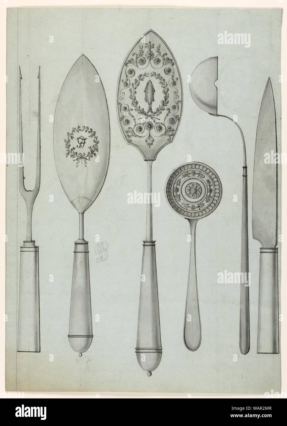 Drawing, Cutlery Designs, 1815–30 Stock Photo - Alamy