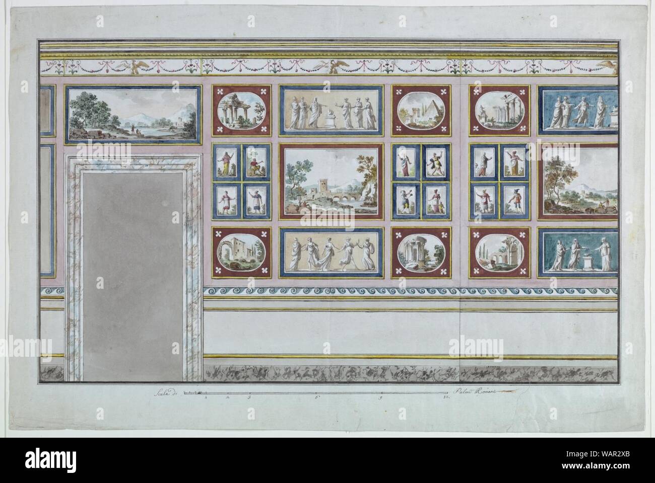 Drawing, Decoration of a Wall as a Picture Gallery, ca. 1810 Stock ...