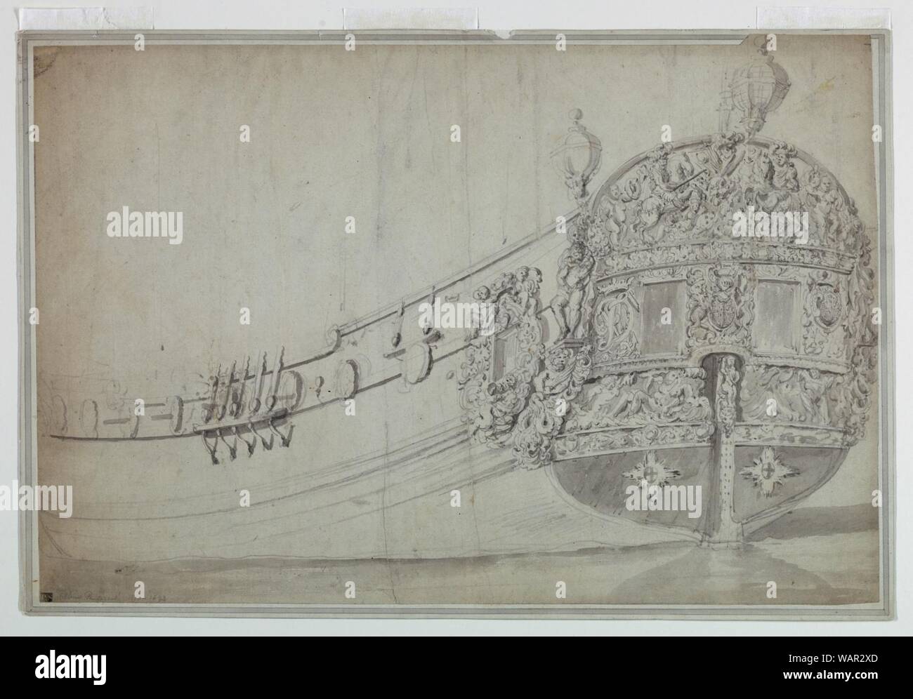 Drawing, Decorative Design for the Stern of a Ship, ca. 1705 Stock ...