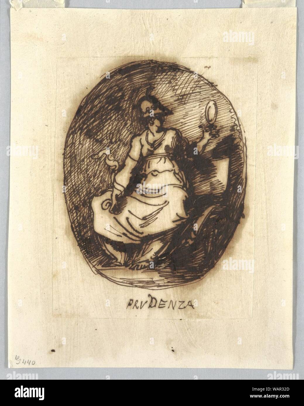 Drawing, Decorative Project with Prudence in Oval, ca. 1780 Stock Photo ...