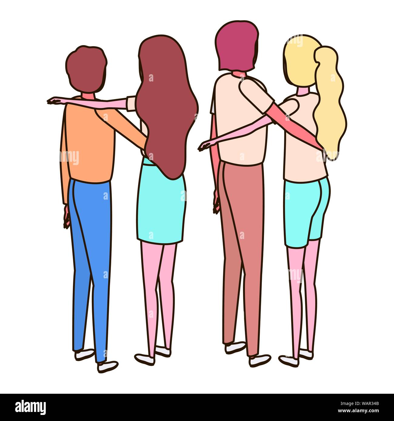 group of people in back position on white background Stock Vector Image ...