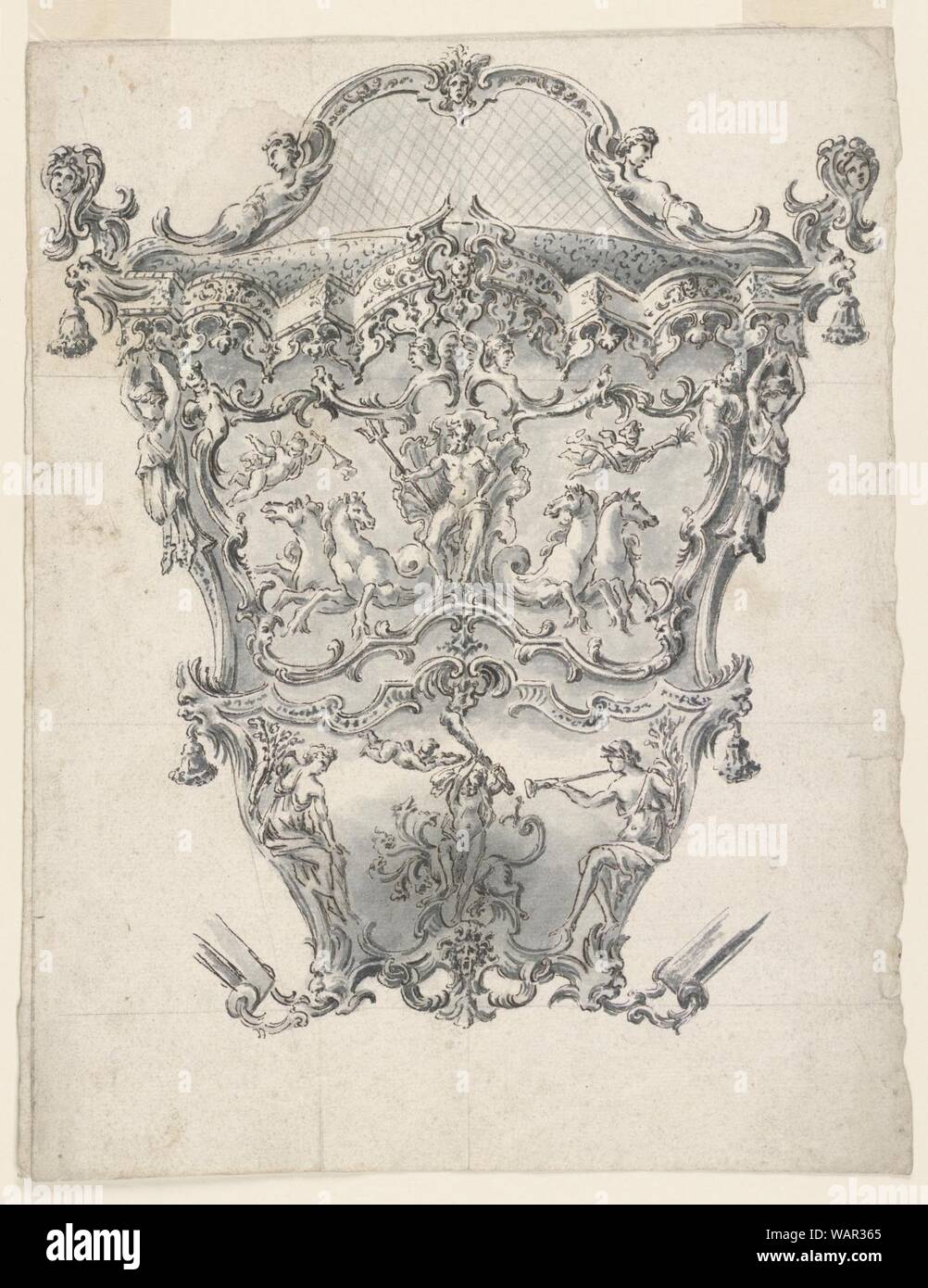 Drawing, Design for a back panel of a coach, 1720–50 Stock Photo - Alamy