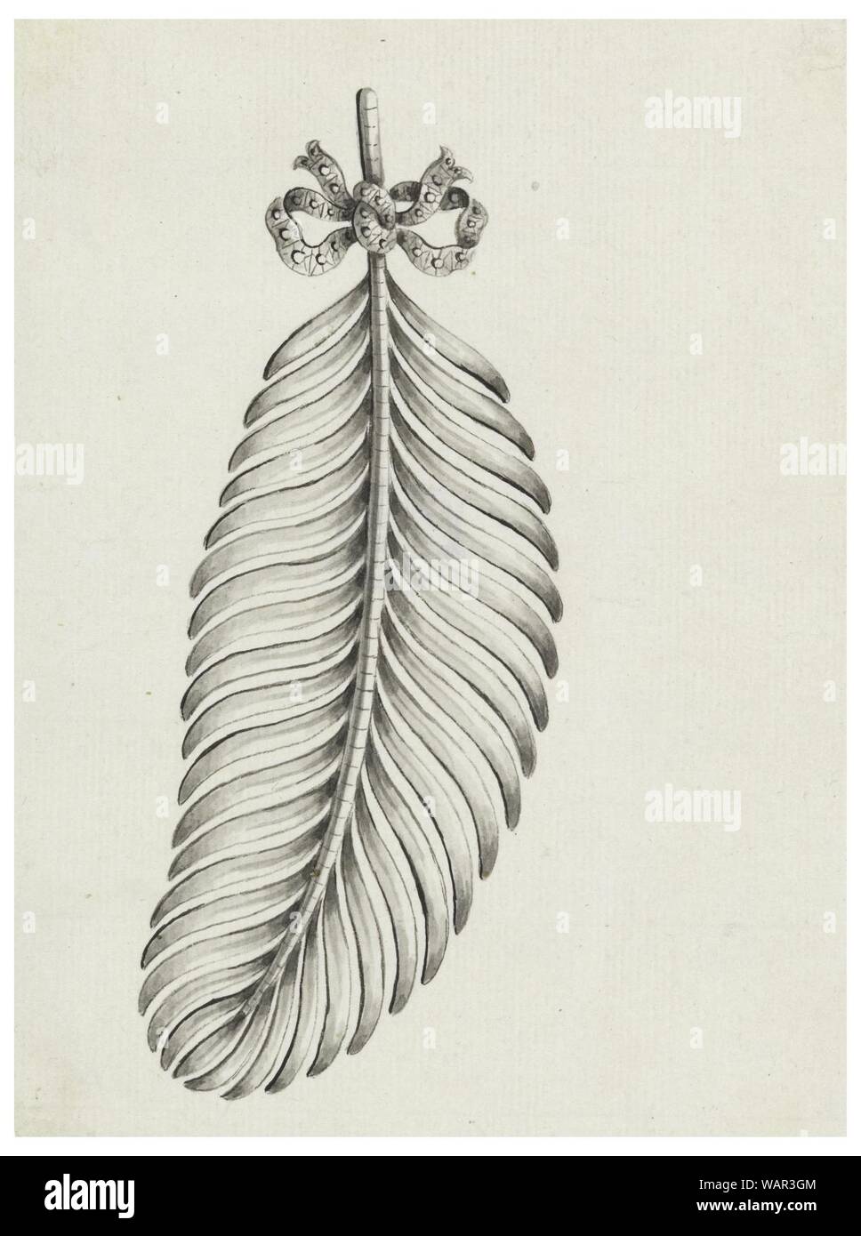 Drawing, Design for a Brooch in Shape of a Feather, late 18th century ...