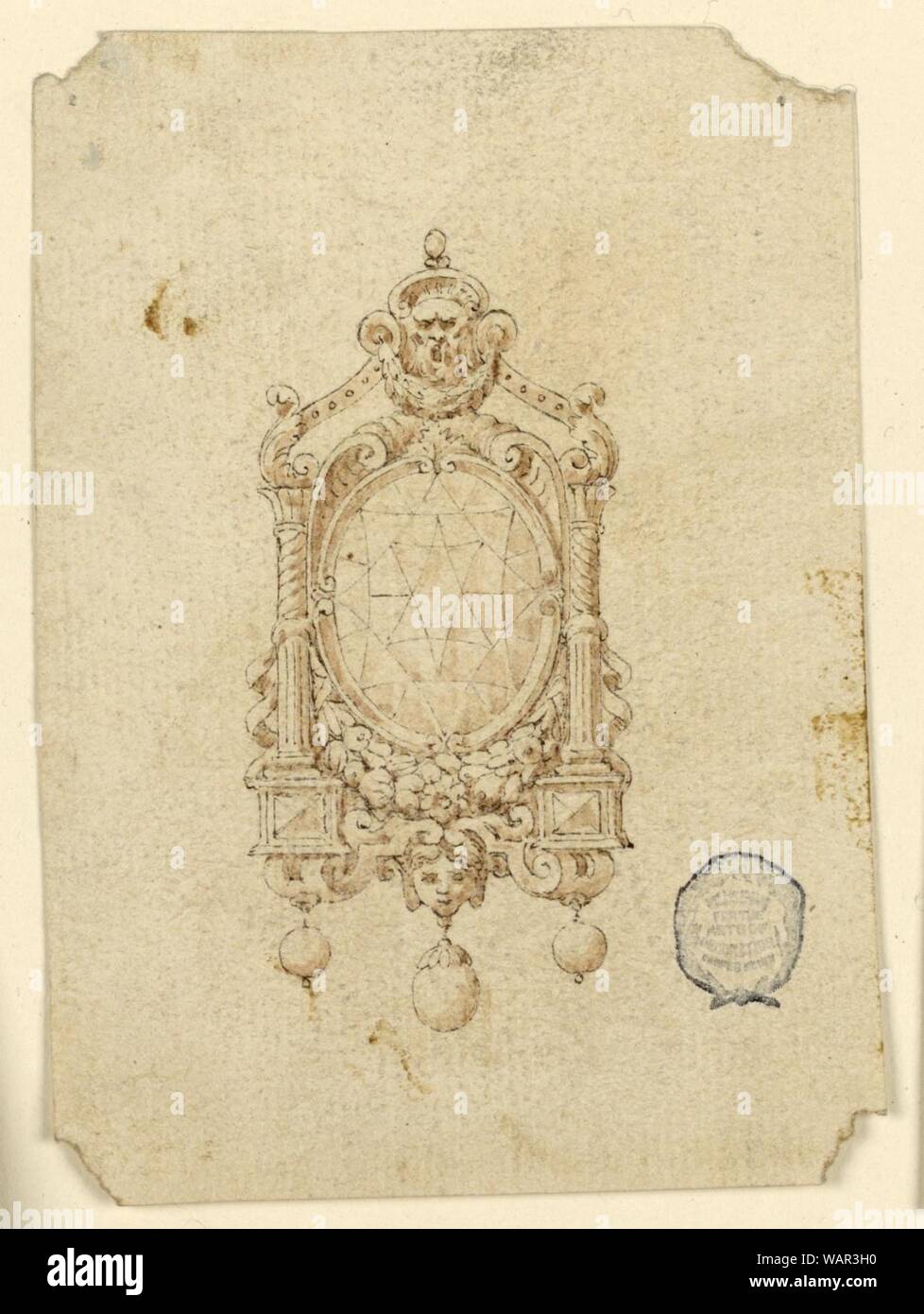 Drawing, Design for a Brooch with Oval Diamond, 16th century Stock ...