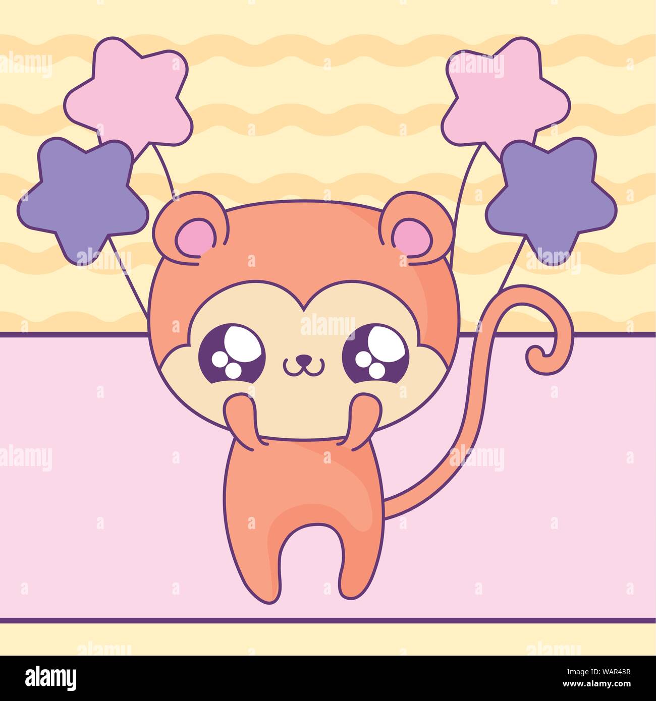 cute bear baby with balloons helium kawaii style vector illustration ...